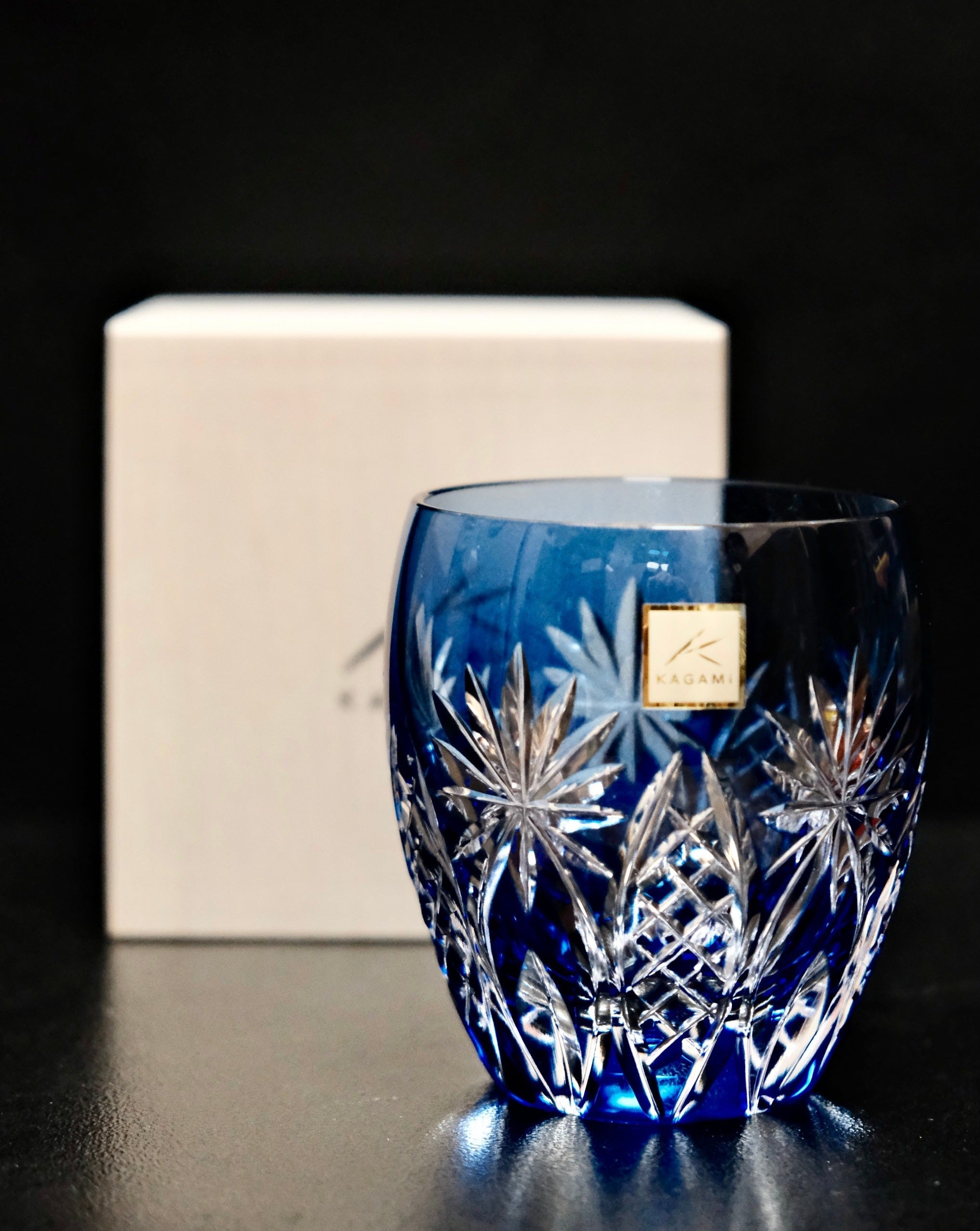 [KAGAMI CRYSTAL] | EDO KIRIKO | "BAMBOO FENCE & STAR" Whiskey Glass (B ...